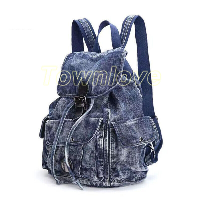 Women's Denim Backpack Retro Travel Rucksack School Casual Shoulder ...
