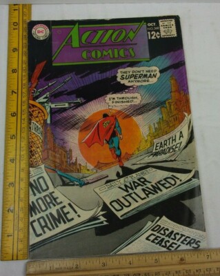 Action Comics 368 SUPERMAN comic war outlawed cover 1960s VG+ Silver ...