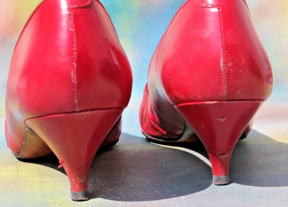 Evan Picone Red Leather Low Heel Pumps Snakeskin Acce… - Gem