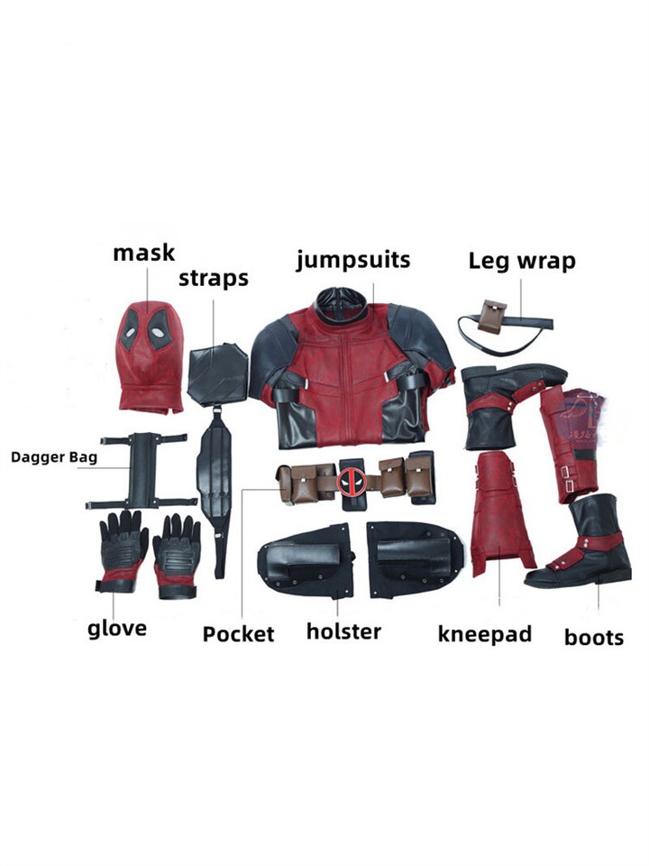 Deadpool Cosplay Costume Jumpsuit With Boots Accessories Set Custom ...