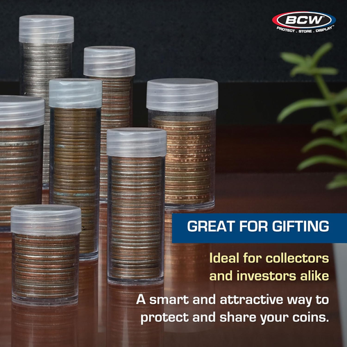 BCW Quarter Coin Storage Tubes - 100 Ct | Archival Quality Plastic Coin ...