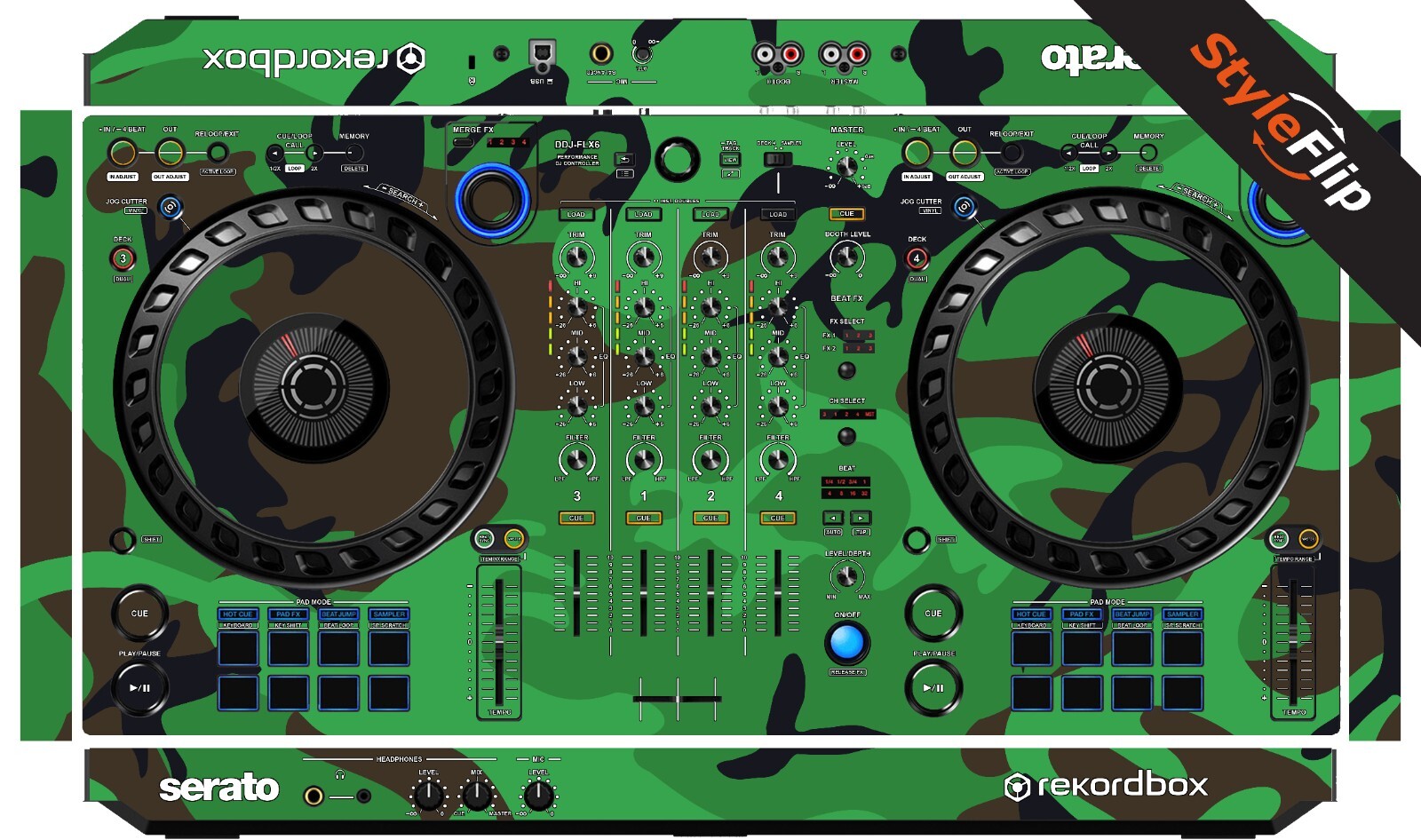 Pioneer DDJ-FLX6 Skin | Green Camo | Protective Decal | StyleFlip Skins ...