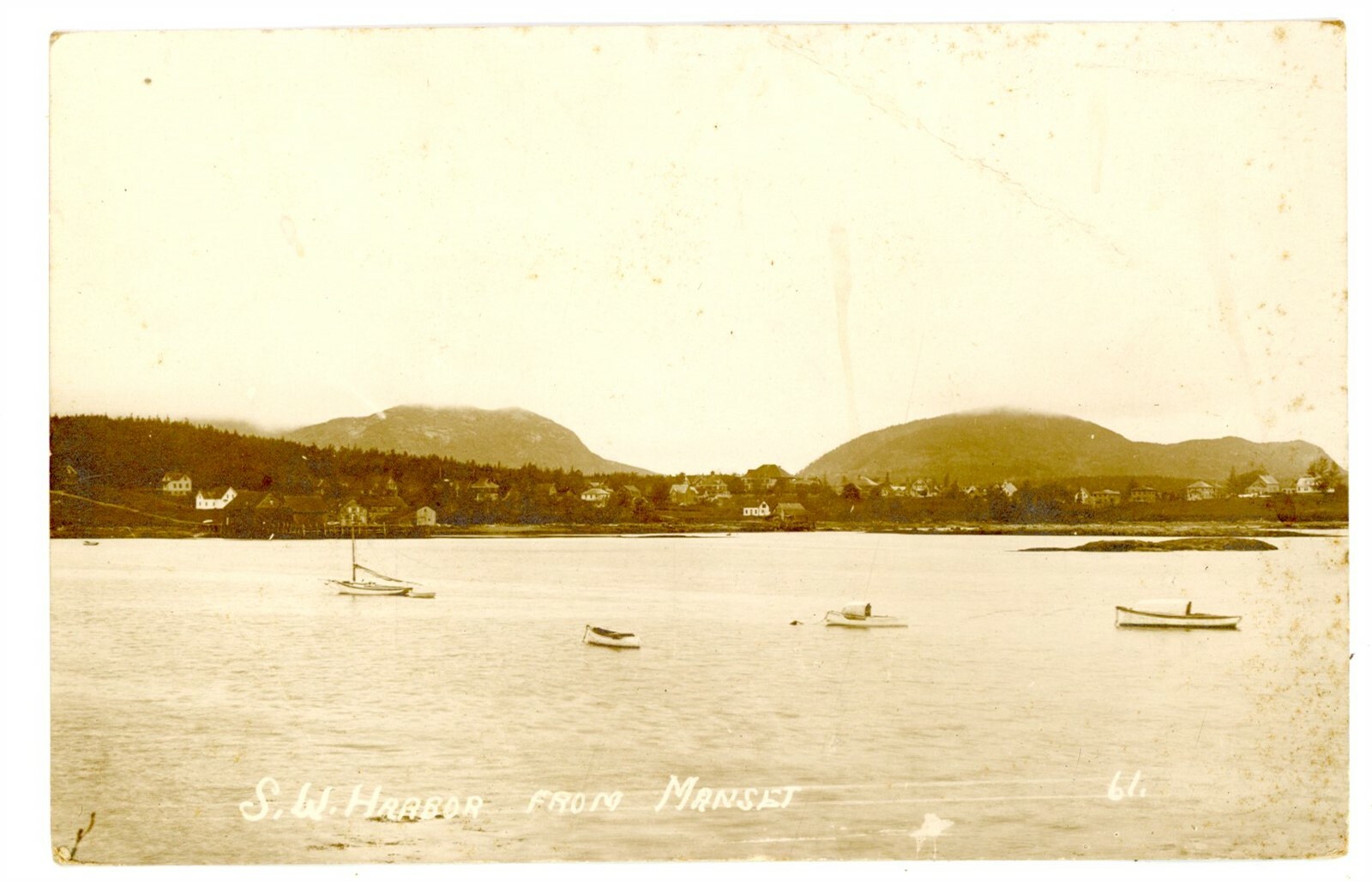 Southwest Harbor Maine ME -VIEW OF VILLAGE FROM MANSET - RPPC Postcard ...
