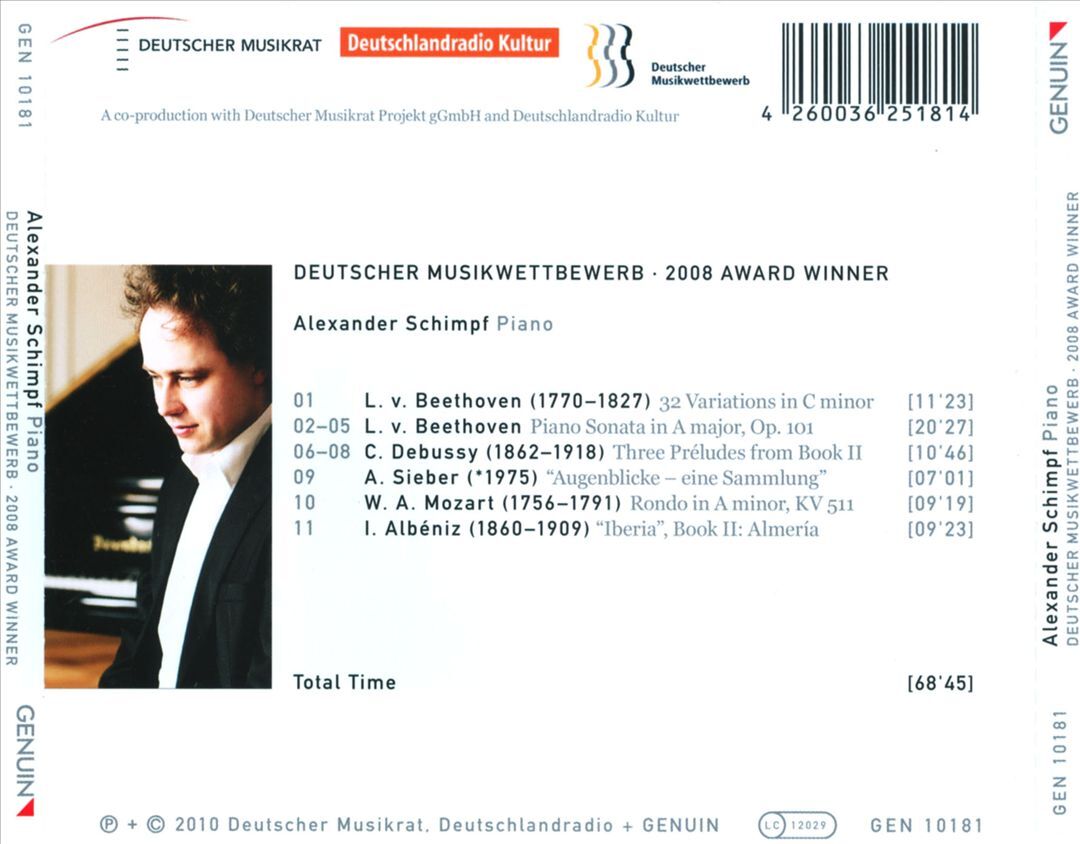 ALEXANDER SCHIMPF 2008 AWARD WINNER ALEXANDER SCHIMPF NEW CD ...