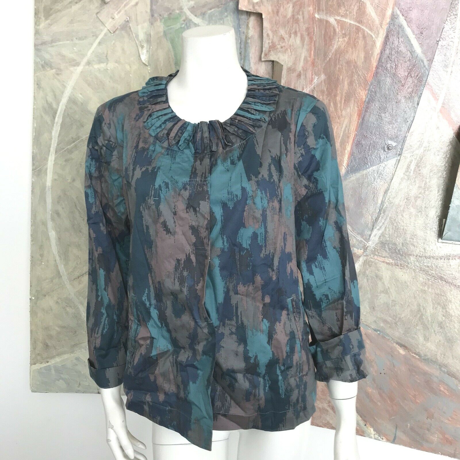 WinterSilks Winter Silks Silk Blend Blouse Top Blue Grey Shell Size ...