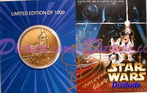 Disney 2004 Bronze Coin Signed By Star War Actor Warwick Davis R2-D2 ...