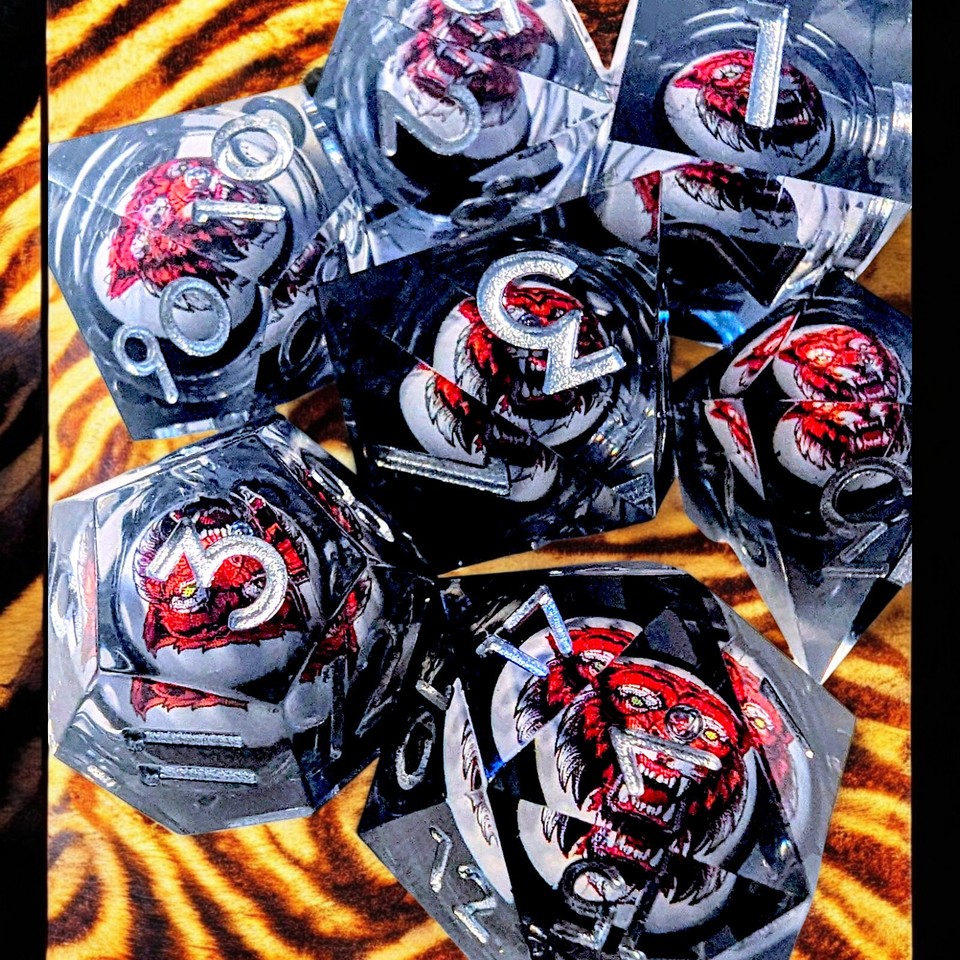 Tiger Dice Orange Black Liquid Core 7pc Dungeons Dragons Dice Set ...