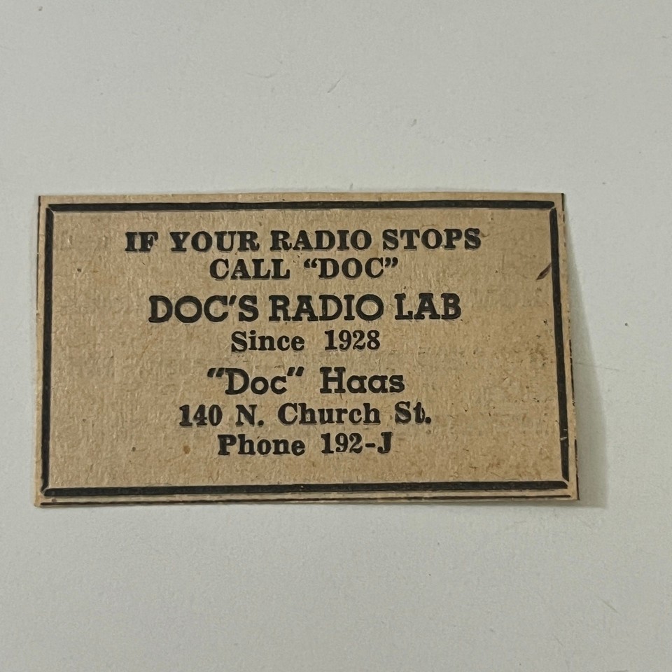 If Your Radio Stops Call Doc's Radio Lab Doc Haas 1954 Waynesboro PA Ad ...
