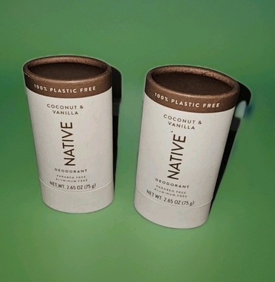 2 Native Deodorant COCONUT & VANILLA 2.65oz Plastic Free Paraben ...