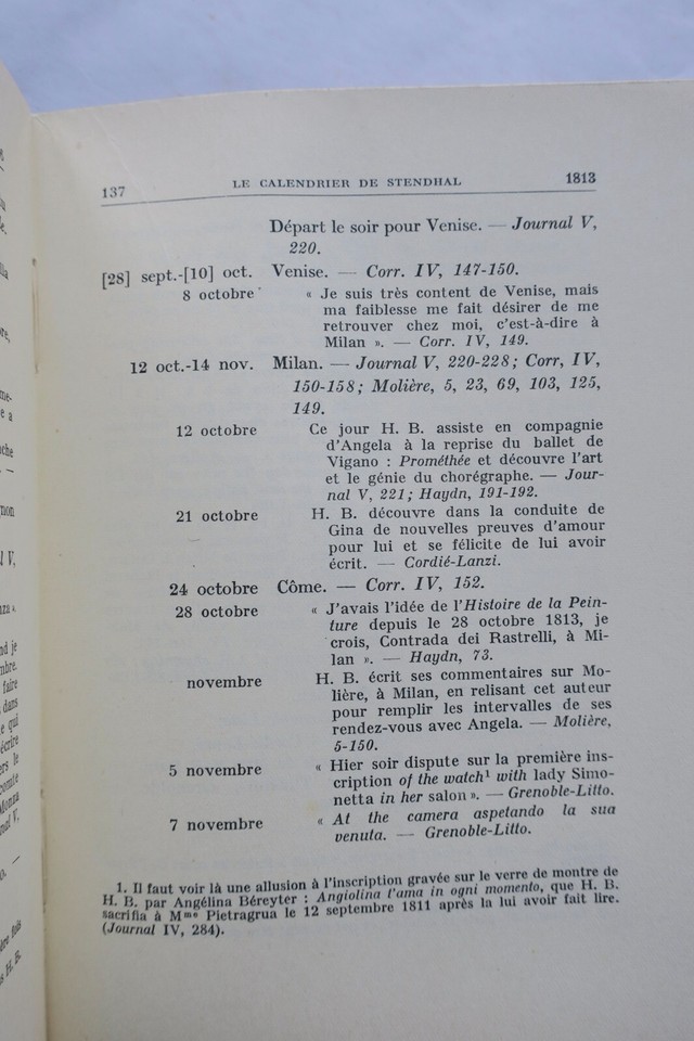 STENDHAL Martineau Henri Le calendrier de Stendhal | eBay