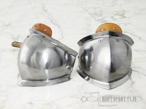 Medieval Poleyn Armor Heavy steel 18 Ga Polished Surface w/ Leather ...