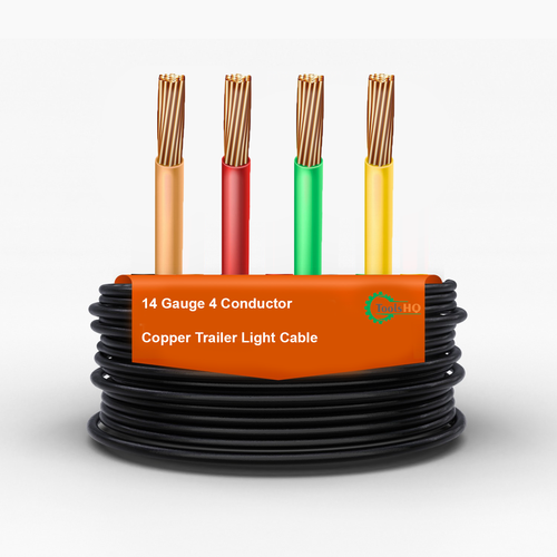 Trailer Light Cable 14-4 Wiring 14 Gauge 4 Wire Jacketed Black Flexible ...