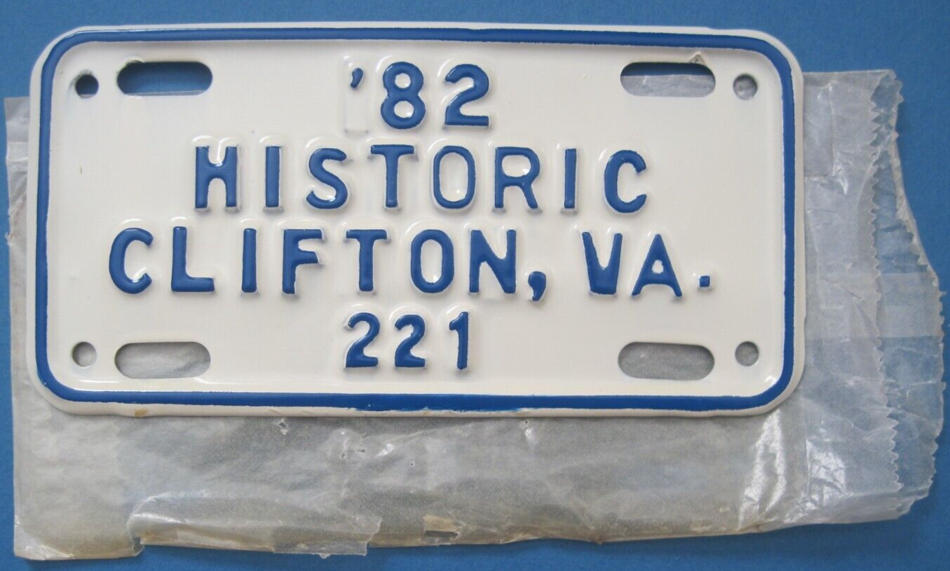 Mint unused 1982 Clifton, VA motorcycle license plate scarce. Plate ...
