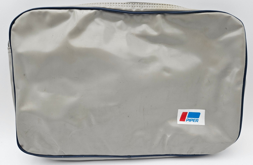 Vintage Piper Aircraft Document Pouch - Grey Vinyl Zippered Bag 16" x ...
