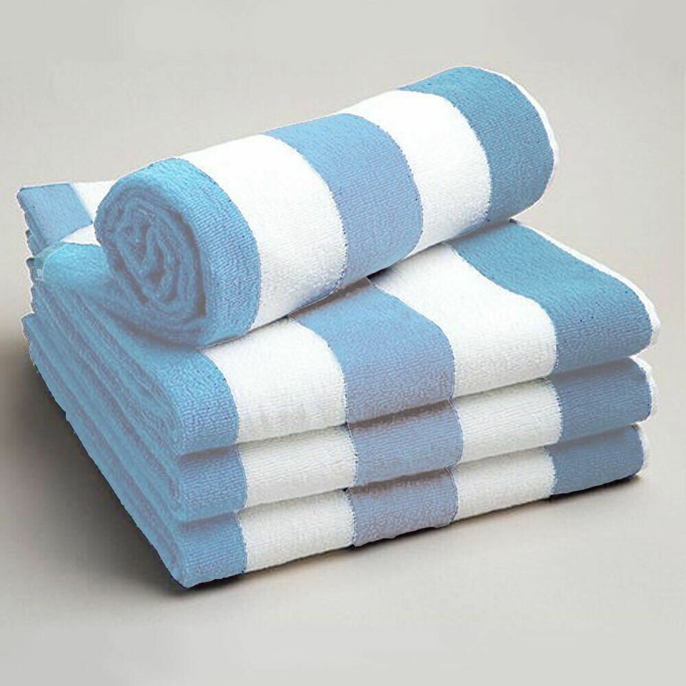 100% Cotton BLUE Stripped | BEACH TOWEL / POOL TOWEL / SEA TOWEL | 70cm ...