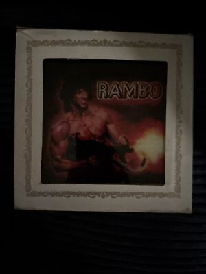 VINTAGE Carnival Fair Glass Mirror Prize Rambo 6” x 6” Sylvester ...