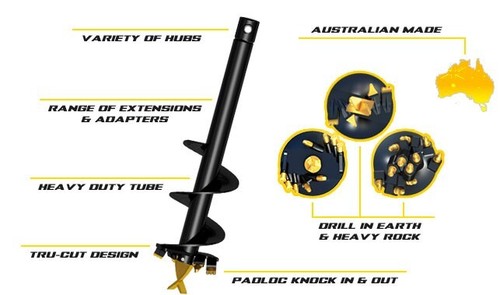 Digga DR4 450mm Auger Bit to suit 65mm Round Drive Dedicated Rock Auger ...