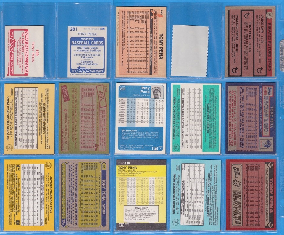 Tony Pena Lot (15 cards w/Rookie) 1981 Topps Pittsburgh Pirates ...