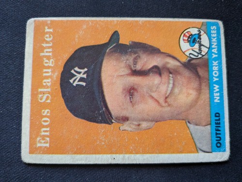 1958 Topps Baseball Card # 142 Enos Slaughter (HOF) - New York Yankees ...