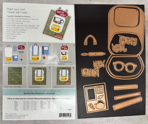 Spellbinders Small Die of the Month August 2019 - Pack It Up - Backpack ...