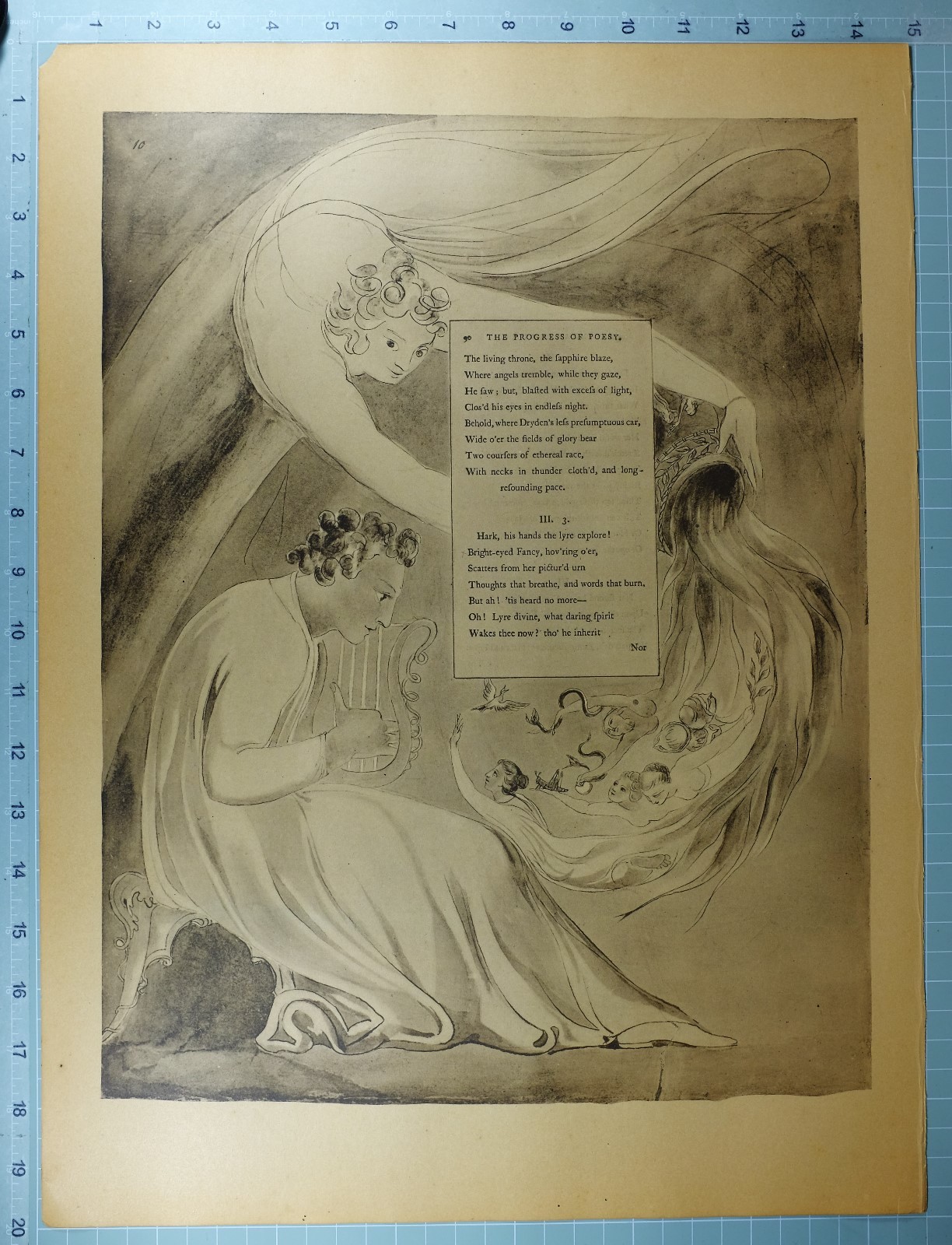 1922 FULL SIZE WILLIAM BLAKE PRINT THOMAS GRAYS POEM PROGRESS POESY ...