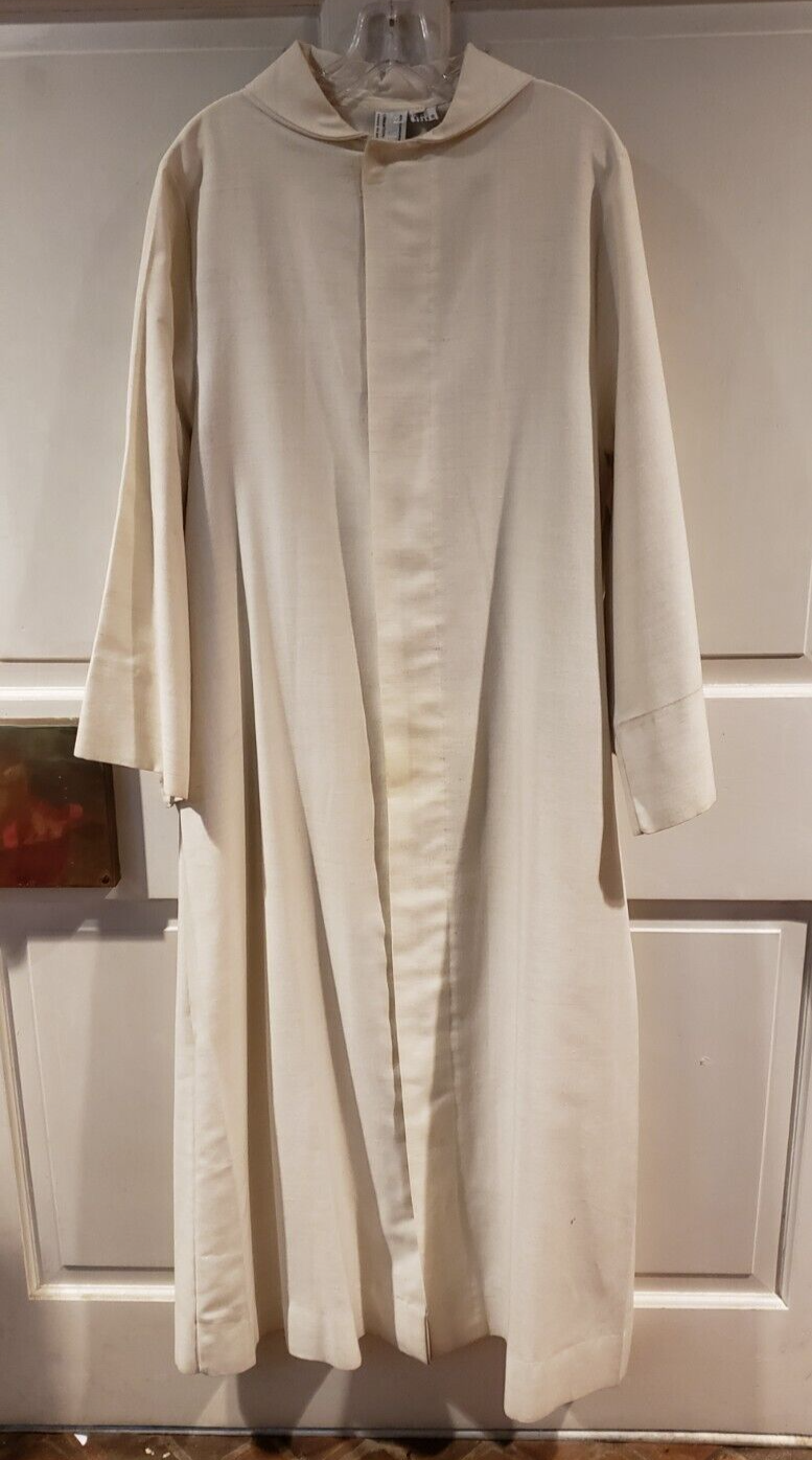 ALTAR SERVER CHOIR ALB SLABBINCK FLAX POINTED COLLAR 49" LONG VERY NICE ...