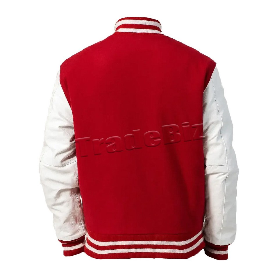 Men's Varsity Zipper Baseball Jacket Letterman College Wool Body ...
