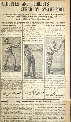 1904 Newspaper Page - Athletes Cured by Swamp Root Ad - Boxer James J ...