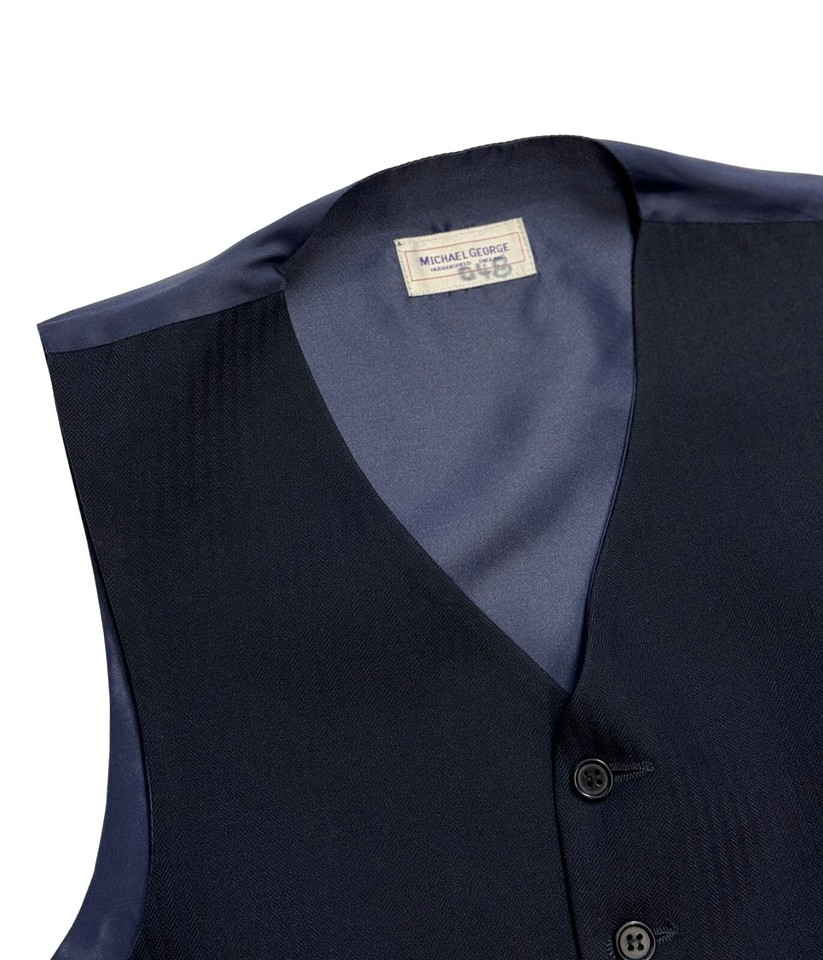 Navy Blue Herringbone Waistcoat Wool Vest Masonic Masons Wedding Formal ...