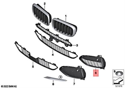 Genuine BMW X5 F15 Front Open Grid M Grille Right OEM 51118064634 | eBay