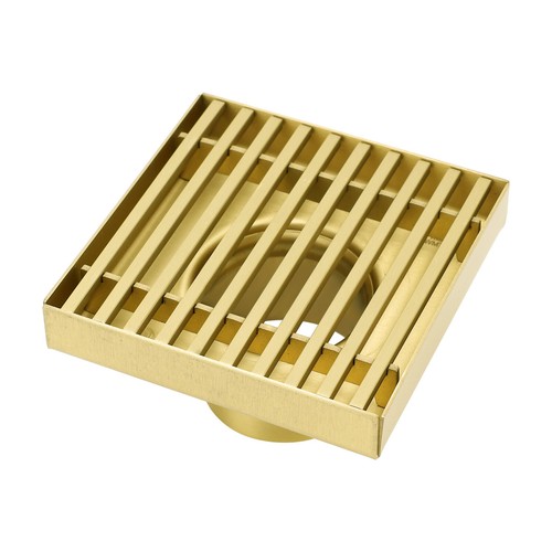 Brushed Gold Square 100x100mm Stripe Fence Floor Drain Shower Grate ...