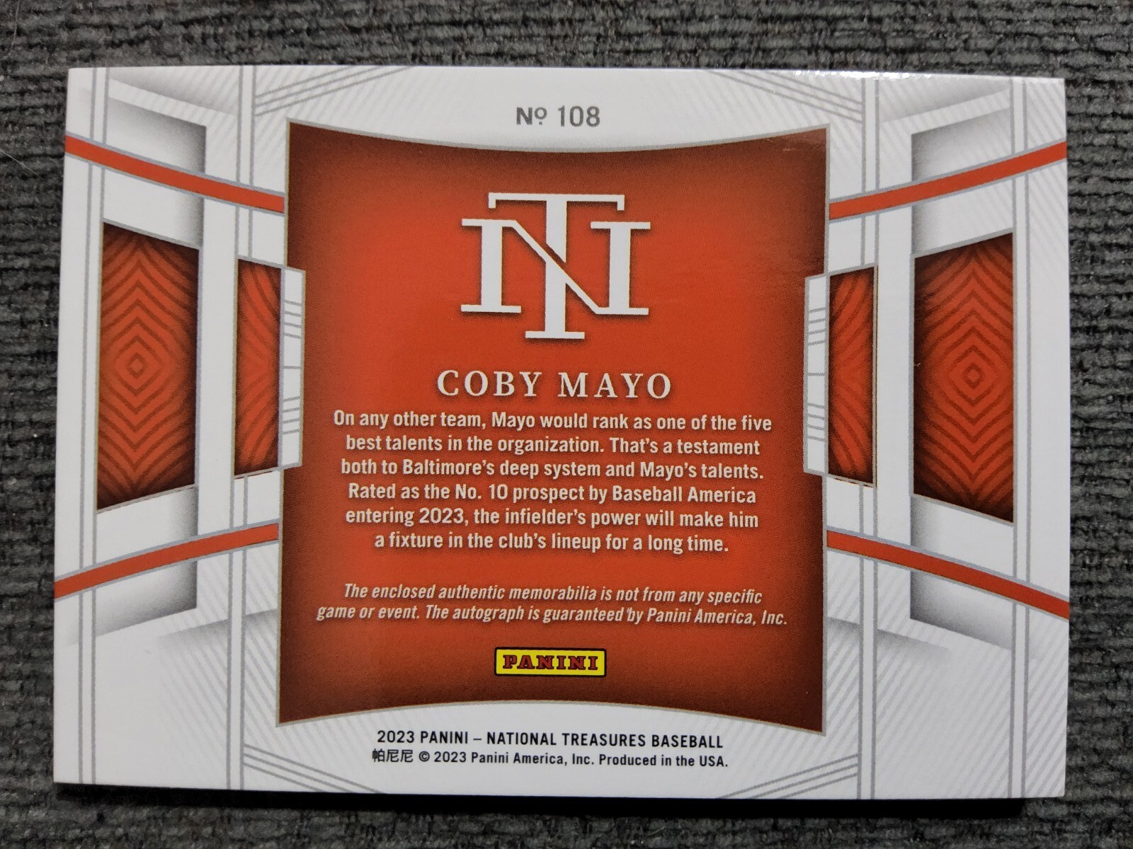 2023 Panini National Treasures - Rookie Material Signatures #108 Coby ...