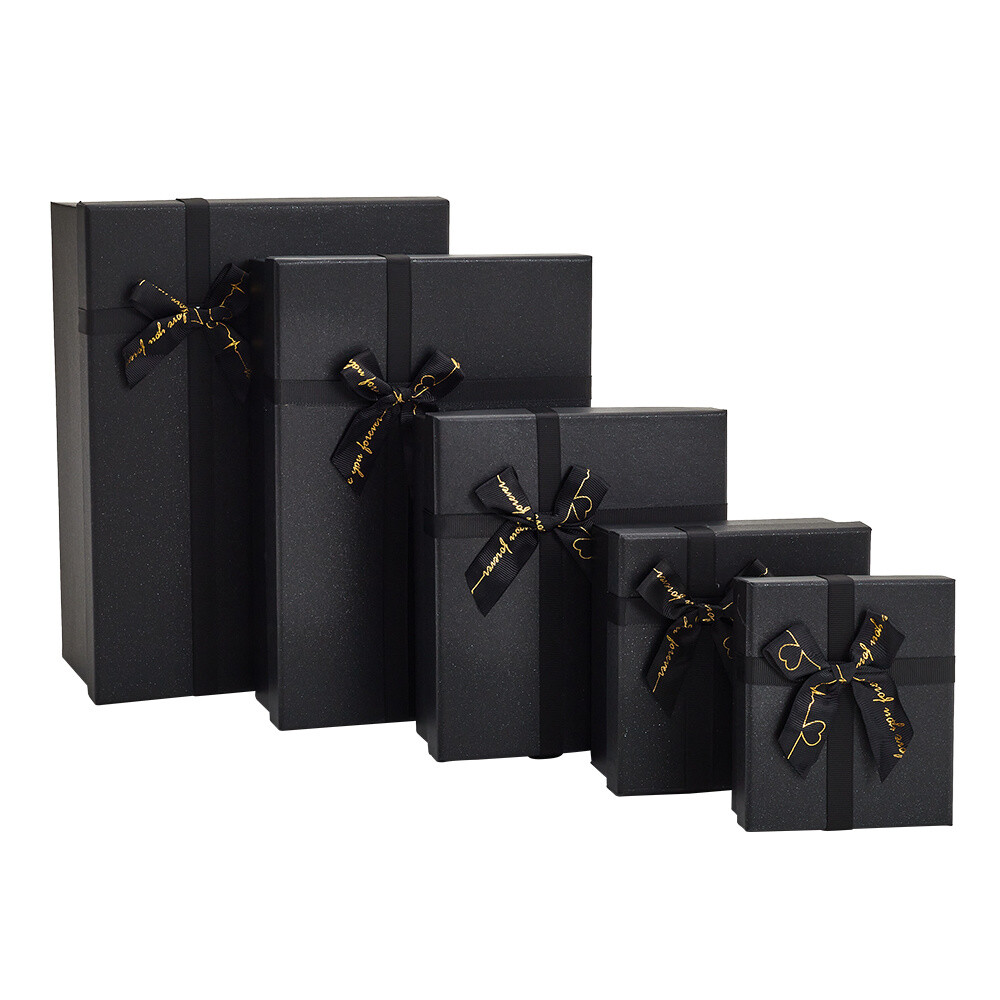 Set of 5 Gift Boxes with Lids Ribbon Bow Rectangle Gift Box Presents ...