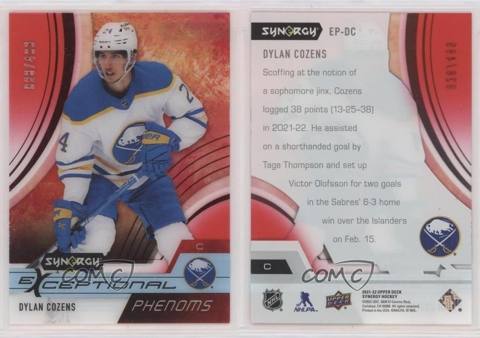 2021 Upper Deck Synergy Exceptional Phenoms Red 28/499 Dylan Cozens #EP ...