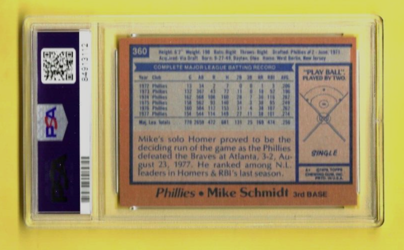 1978 Topps PSA 8 NM-MT Mike Schmidt # 360 Newly Graded Philadelphia ...