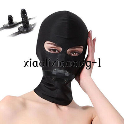 Binding Head Mask Face Hood Harness Oral Plugs Gags Open Mouth Roleplay ...