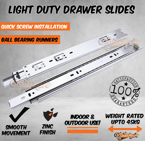 450mm Light Duty Drawer Slides 45kg Slider Runner Trailer Camper Fridge ...