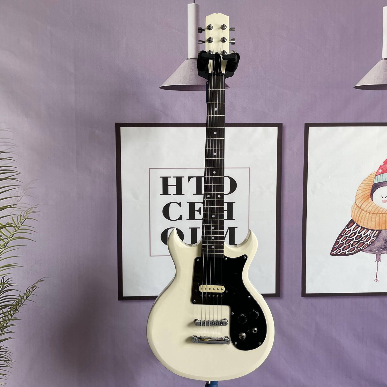 Handmade Cream White 6 String Junior Electric Guitar Mahogany Body&Neck ...