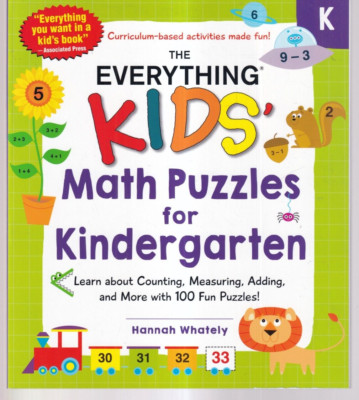 THE EVERYTHING KIDS MATH PUZZLES FOR KINDERGARTEN (2021 Softcover){C8 ...