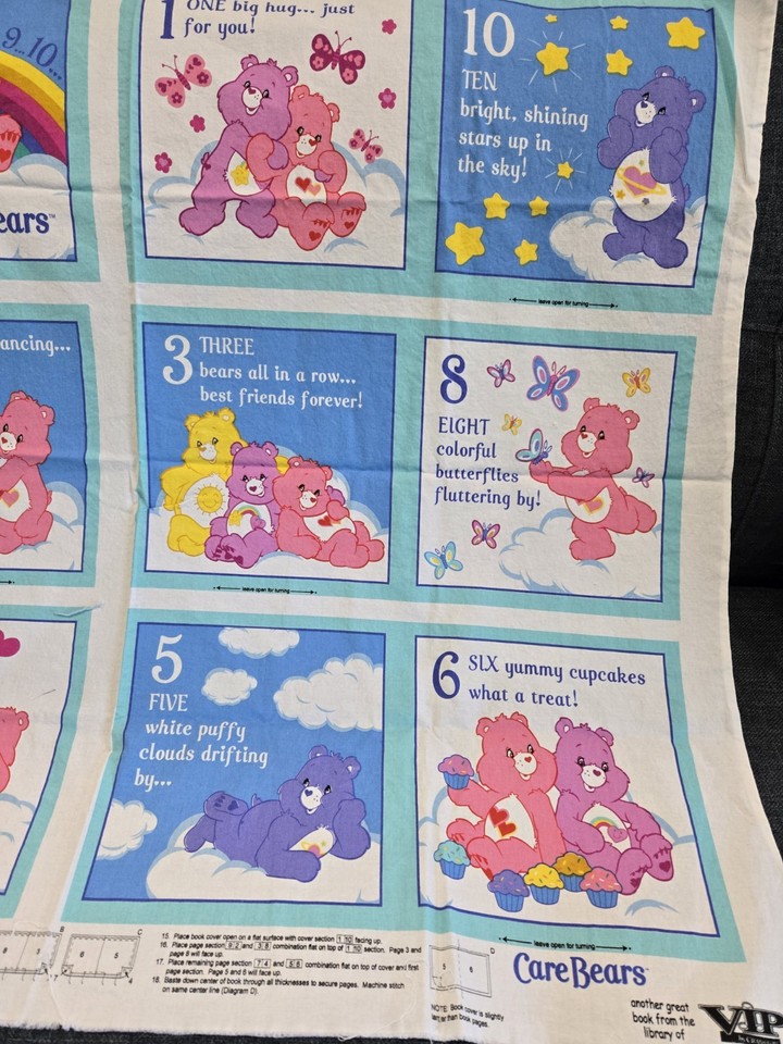 VIP Cranston Vintage Care Bears Counting Screen Print Fabric Book ...