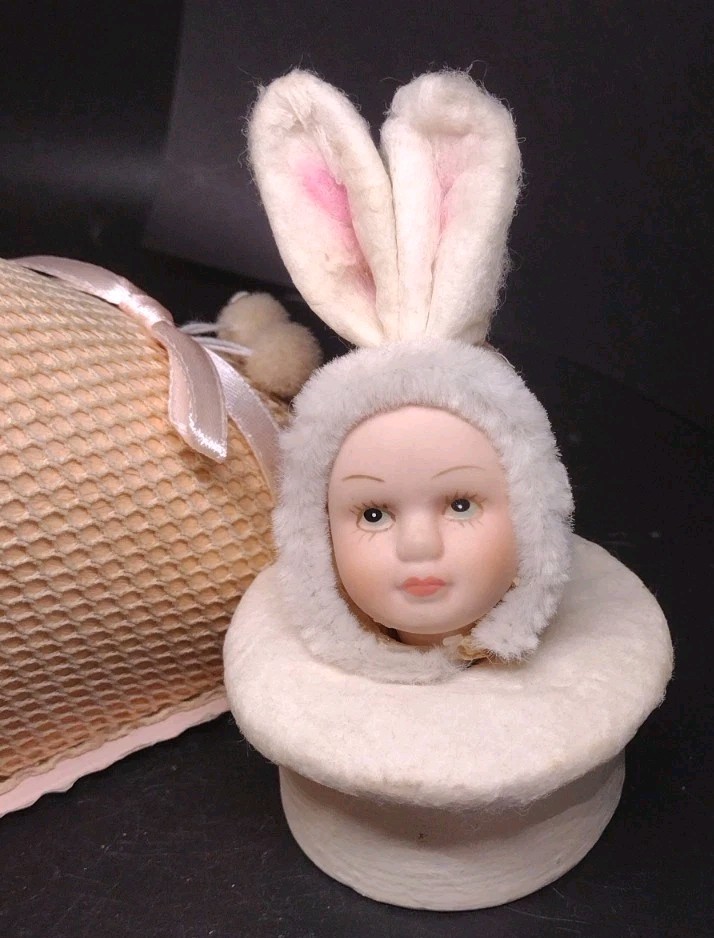 Bethany Lowe Spun Cotton & Bisque Hand Painted Face Child Candy ...