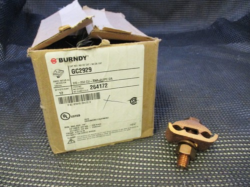 QTY 1 BURNDY GC2929 TYPE GC COPPER GROUND CONNECTOR 2/0 SOL. - 250 CU ...