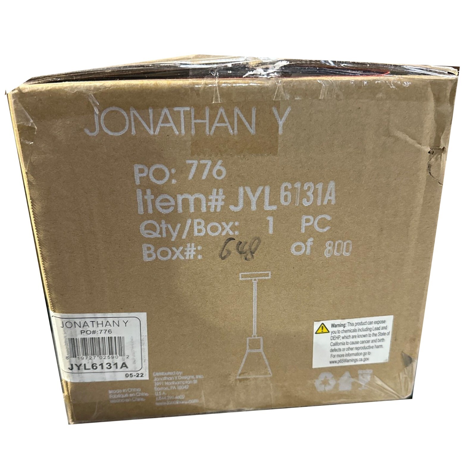 JONATHAN Y Apollo 6 in. 1-Light Black/Brass Gold Metal LED Pendant ...