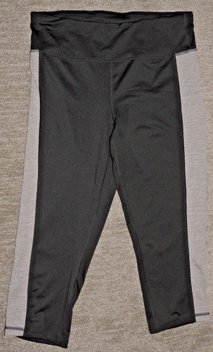Ideology Brand Blk/Gray Colorblock Cropped Leggings SZ M media waist ...