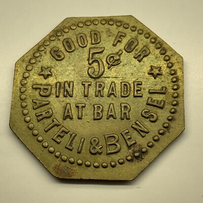 Colorado, Central City Parteli & Bensel Billiards Octagon 5 Cent Brass ...