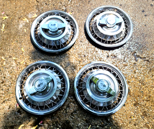 FOUR 14" INCH CHEVROLET Nova Impala WIRE SPINNERS HUBCAPS WHEEL COVERS ...