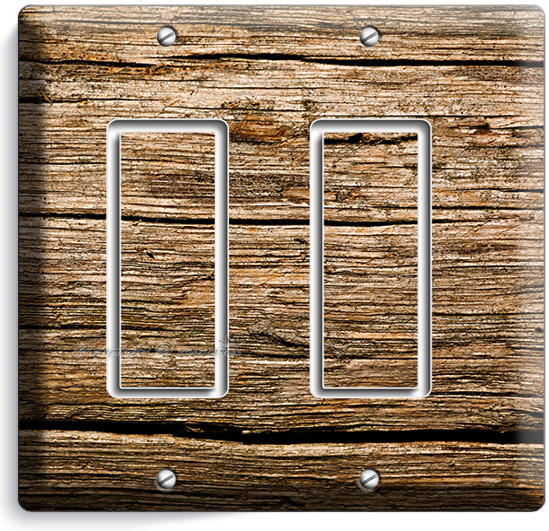 OLD WORN OUT WOOD RUSTIC LIGHT SWITCH WALL PLATE OUTLET KITCHEN FOREST ...