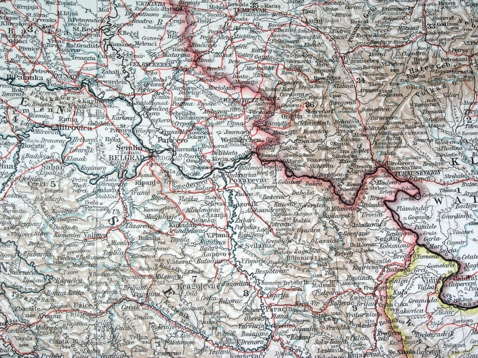 1928 VINTAGE MAP OF YUGOSLAVIA SLOVENIA CROATIA MONTENEGRO SERBIA ...