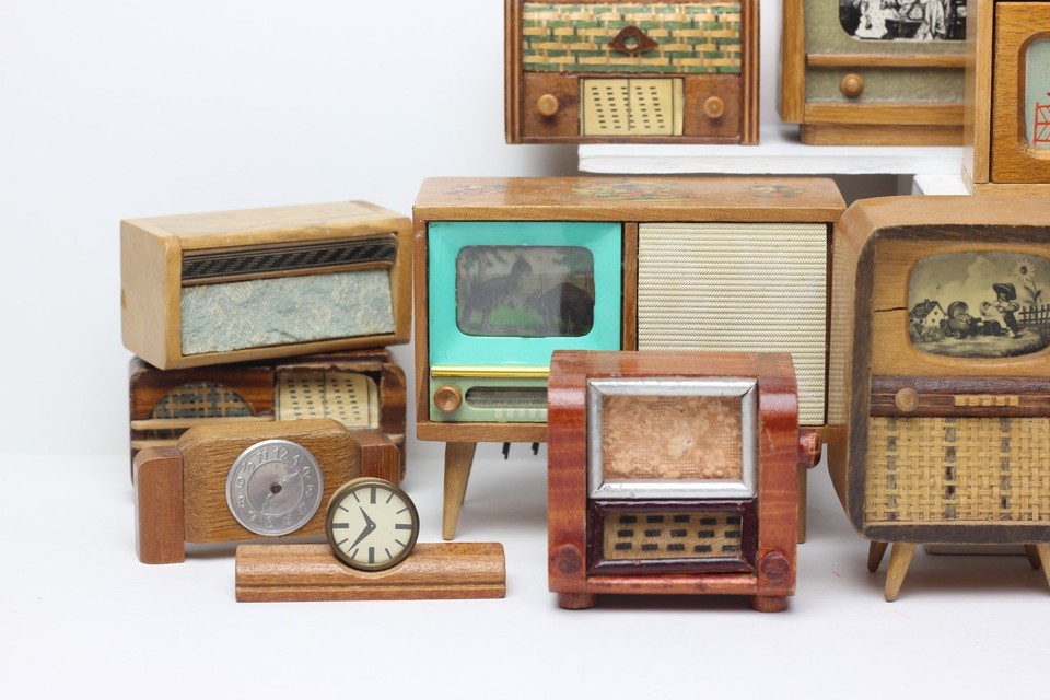 Collection of Vintage German Dollhouse TV and Radios 1:12 Miniature | eBay