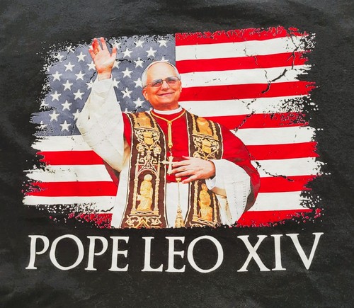 American Flag Pope Leo XIV Catholic T-Shirt America Medium Black Shirt ...